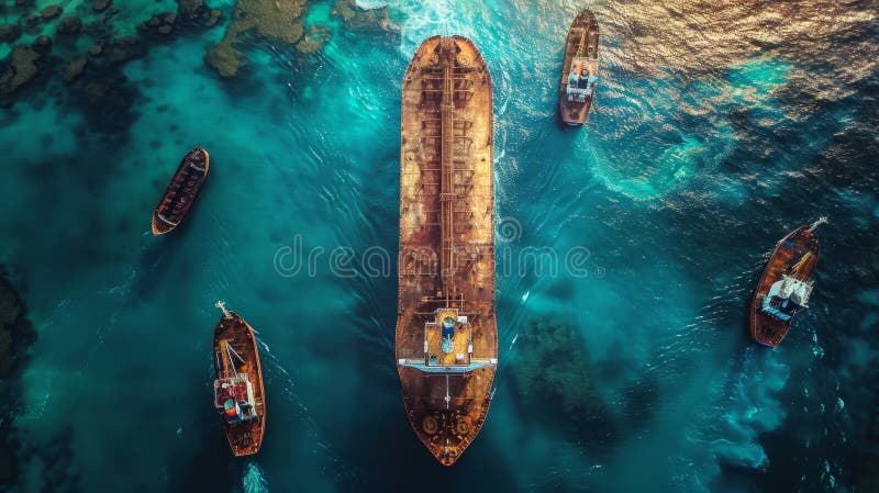 An Aerial View of a Cargo Ship with Containers. Container Ship in the ...