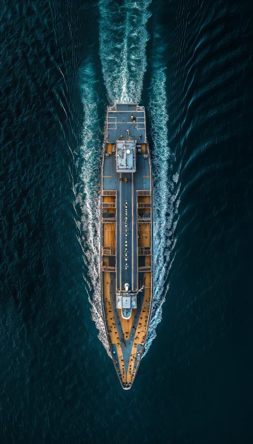 Aerial View of Cargo Ship with Containers on Open Ocean, Maritime ...