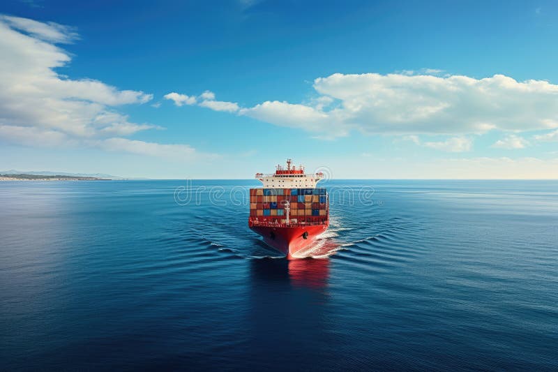 Aerial View of Cargo Ship that Full Load Container for Logistics Import ...