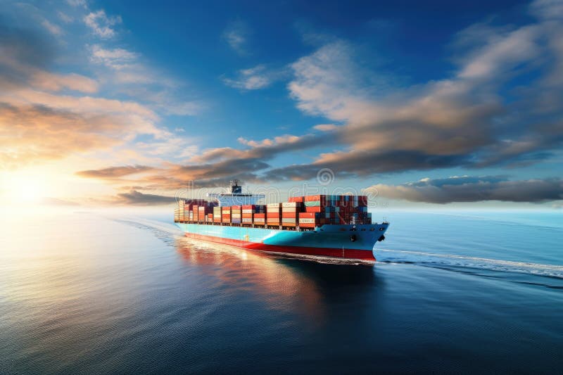 Aerial View of Cargo Ship that Full Load Container for Logistics Import ...