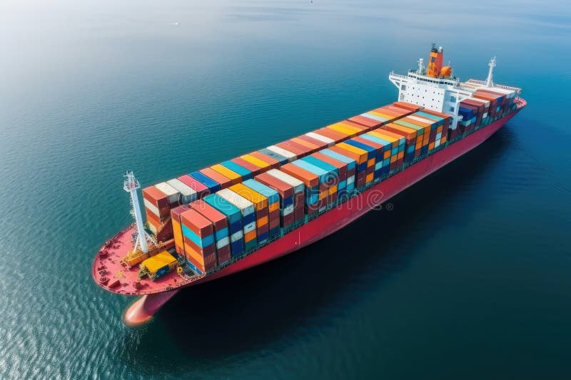 Aerial View of Cargo Ship that Full Load Container for Logistics Import ...