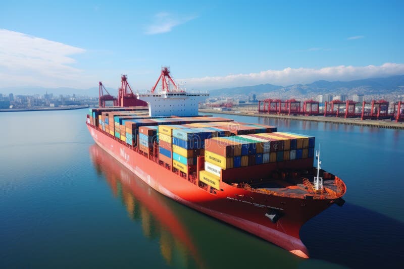 Aerial View of Cargo Ship in Import Export AI Generated Stock ...