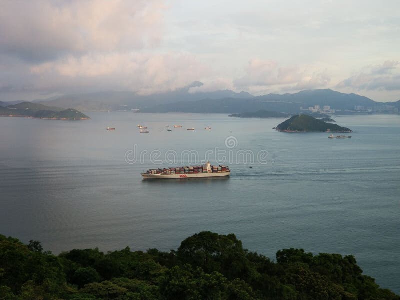 Aerial View of a Cargo Ship Moving through the Ocean Editorial Stock ...