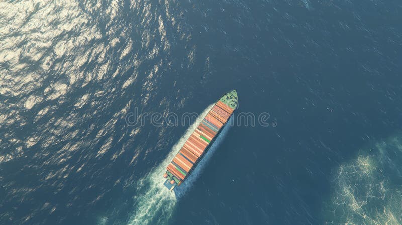 Aerial View of Cargo Ship Navigating Ocean Waves - Maritime ...