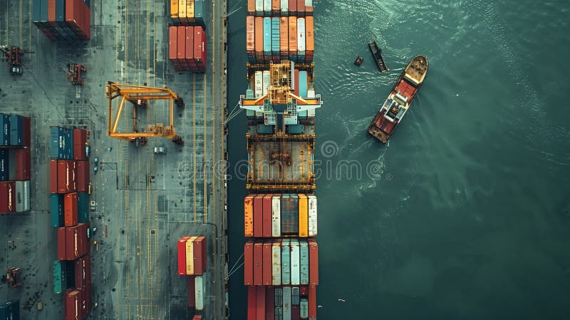 Aerial View of Cargo Ship in the Ocean Stock Photo - Image of global ...