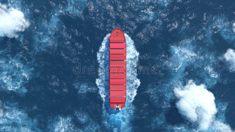 Aerial View of Cargo Ship Sailing through Ocean Waves Stock ...