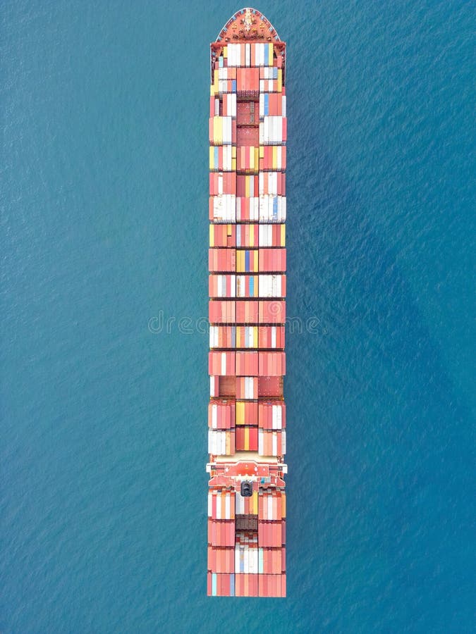 Aerial View of Cargo Ship Sailing in Sea Stock Image - Image of aerial ...
