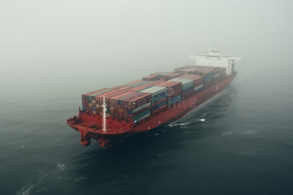 Aerial View of Cargo Ship in Sea with Cargo Container Box. Stock ...