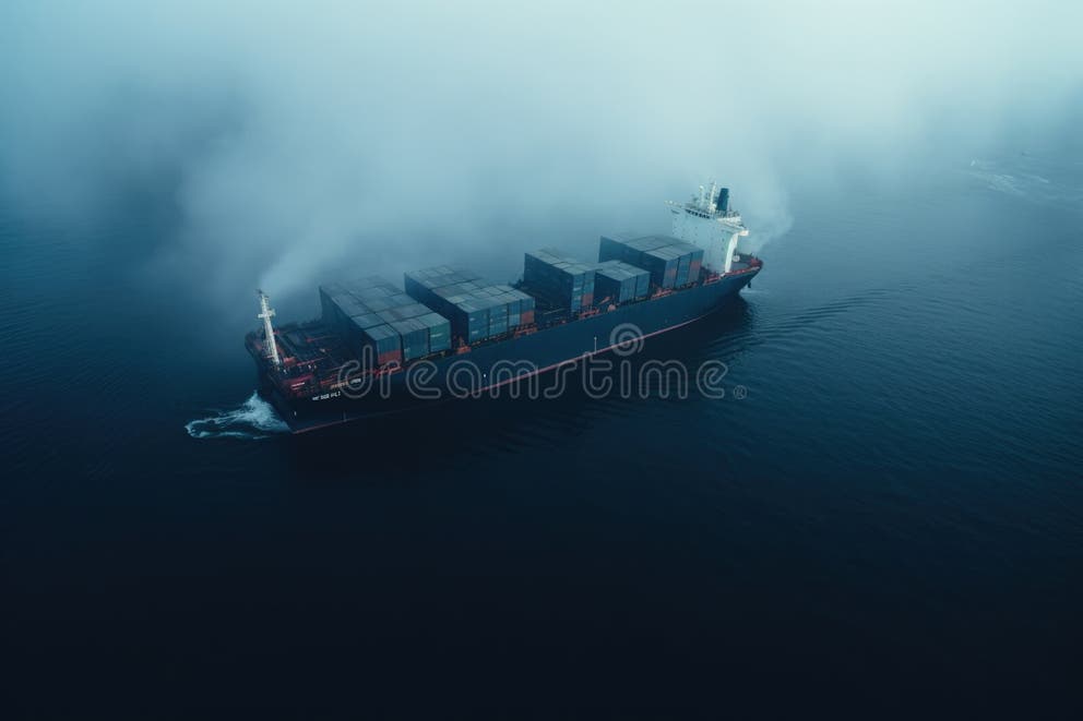 Aerial View of Cargo Ship in Sea with Cargo Container Box. Stock ...