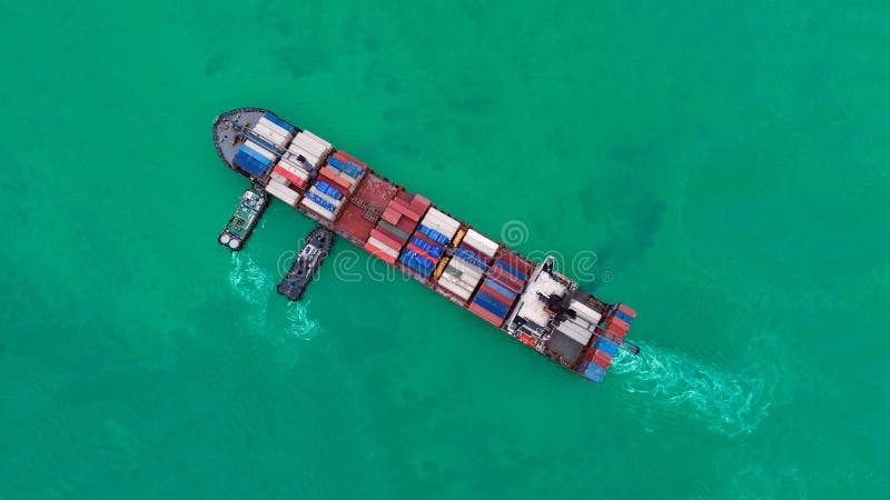 Aerial View Cargo Ship or Shipping Container for Import Export and ... Aerial View Cargo Ship or Shipping Container for Import Export and ...