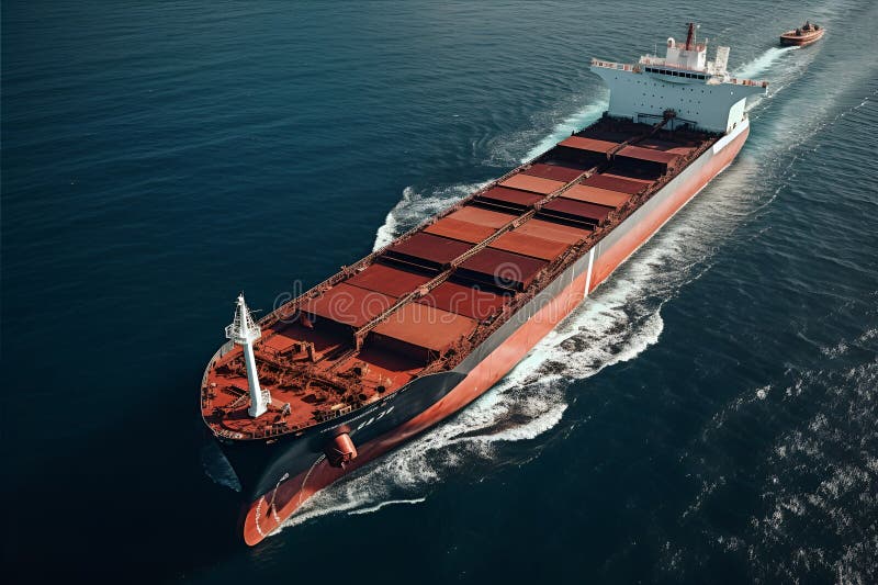 Aerial View of Cargo Tank or Ship in Open Sea, Sunset. Stock ...