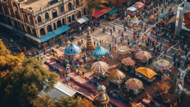 An Aerial View of a Carnival in a City. Generative AI Image. Stock ...