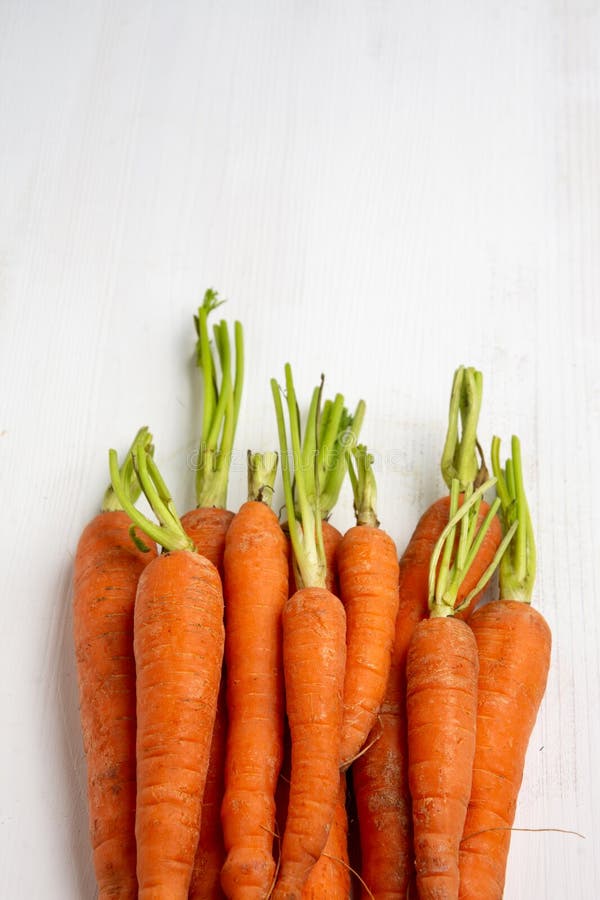 Aerial View Carrots Stem White Wooden Table Stock Photos - Free ...