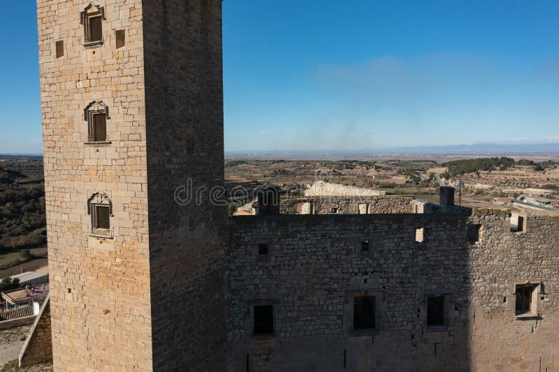 Aerial View of Castle Ciutadilla, Lleida Stock Photo - Image of town ...