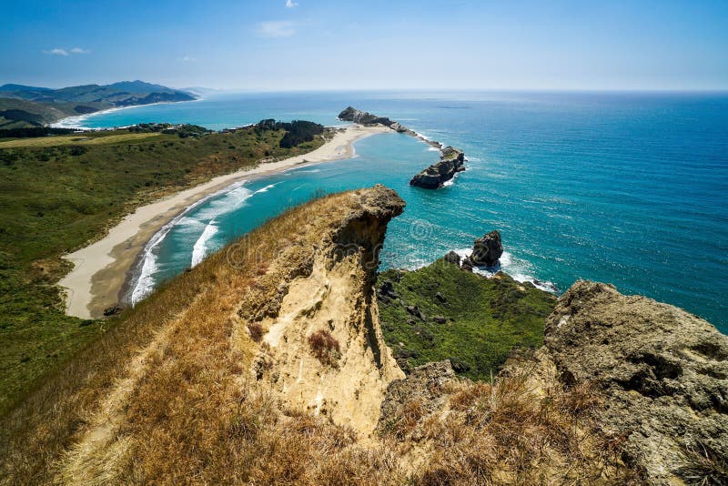 Aerial View of the Castle Point Coastline Stock Photo - Image of water ...