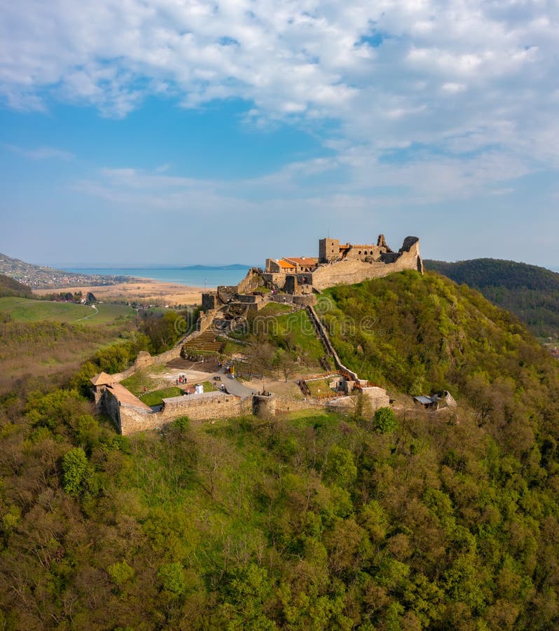 Aerial View about Castle of Szigliget Stock Photo - Image of daylight ...