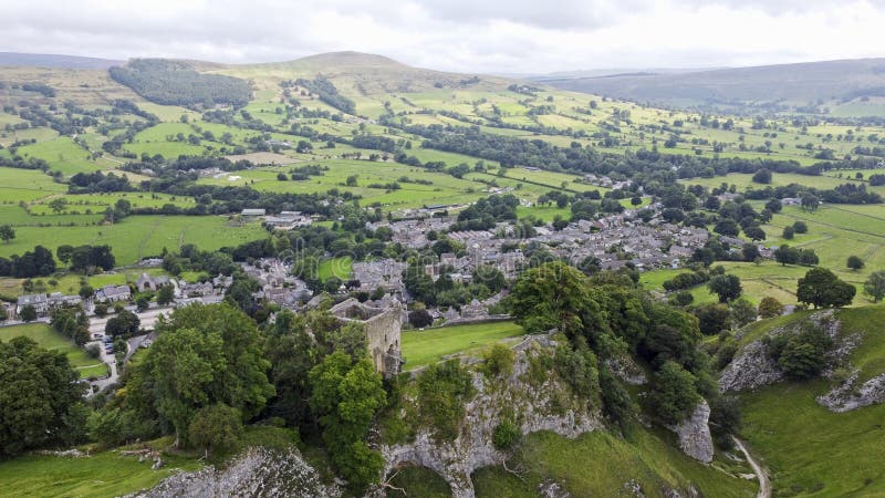 Aerial View of Castleton in the Peak District, UK Stock Image - Image ...