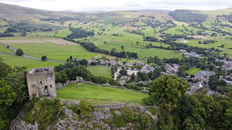Aerial View of Castleton in the Peak District, UK Stock Image - Image ...