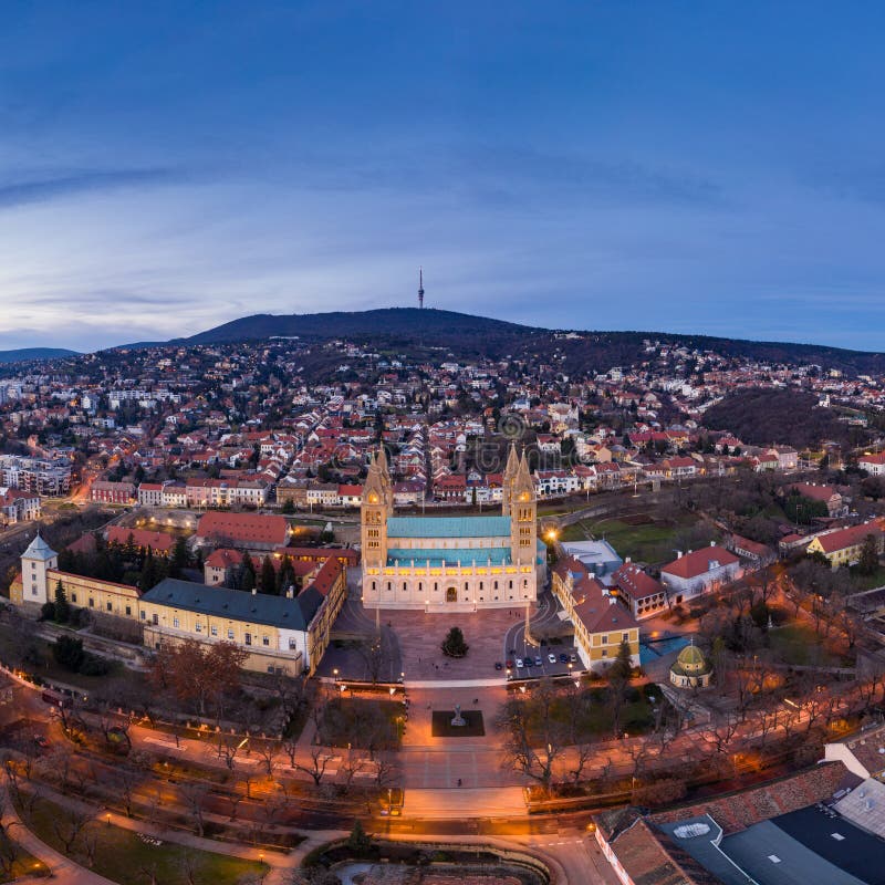 Aerial View of Cathedral in Pecs Stock Image - Image of mecsek ...