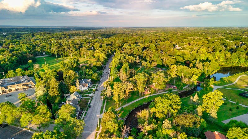 Aerial View of Cedarburg, Wisconsin Stock Photo - Image of ancient ...
