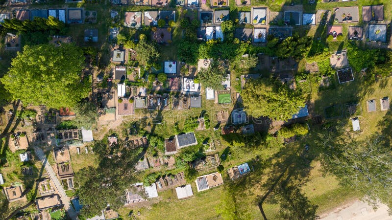 Aerial View of Cemetery with Graves and Trees Stock Photo - Image of ...