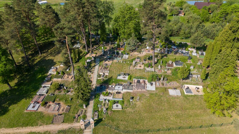 Aerial View of Cemetery Surrounded by Trees Stock Image - Image of ...