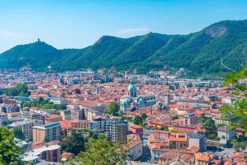 Aerial View of Center of Italian Town Como Stock Photo - Image of ...