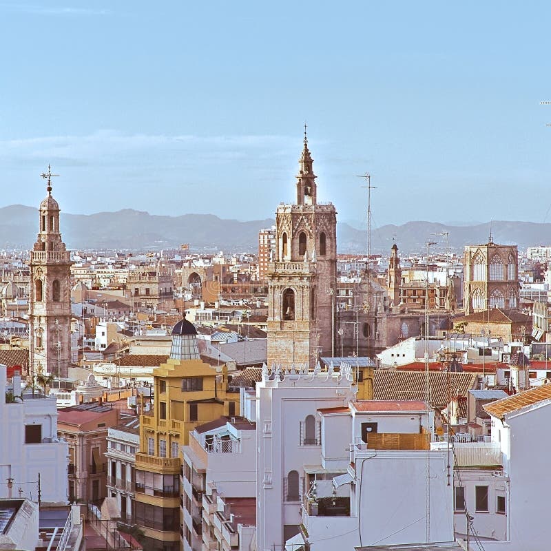 Aerial View of the Center of Valencia. Stock Photo - Image of ...