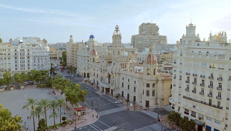 Town Hall Square in the Center of Valencia. Stock Photo - Image of ...