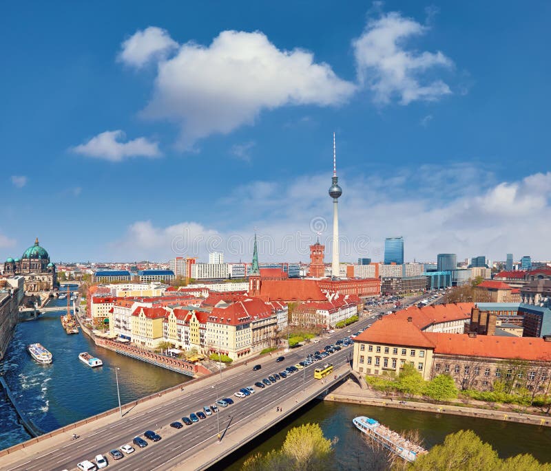 Aerial View Of Central Berlin On A Bright Day In Spring Editorial Photo ...