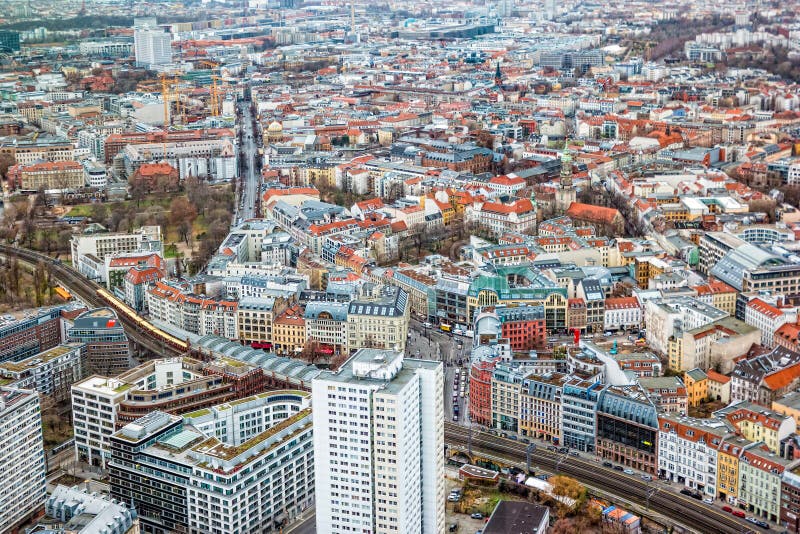 Aerial View of Central Berlin from the Top of TY Tower Stock Photo ...