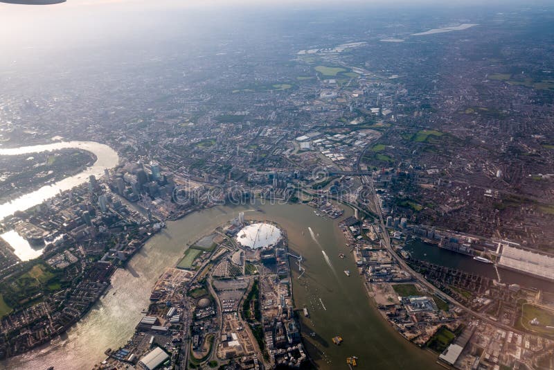 Aerial View of Central London through Airplane Window Stock Photo ...