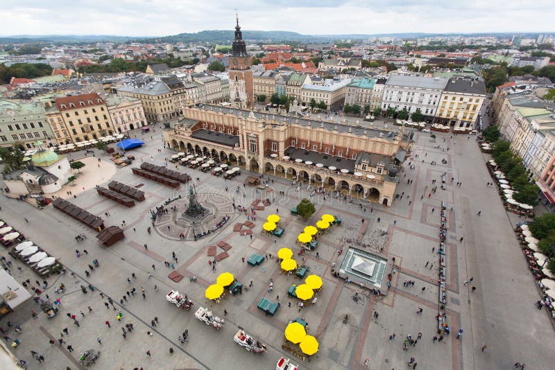 Aerial View on the Central Square of Krakow Stock Image - Image of ...