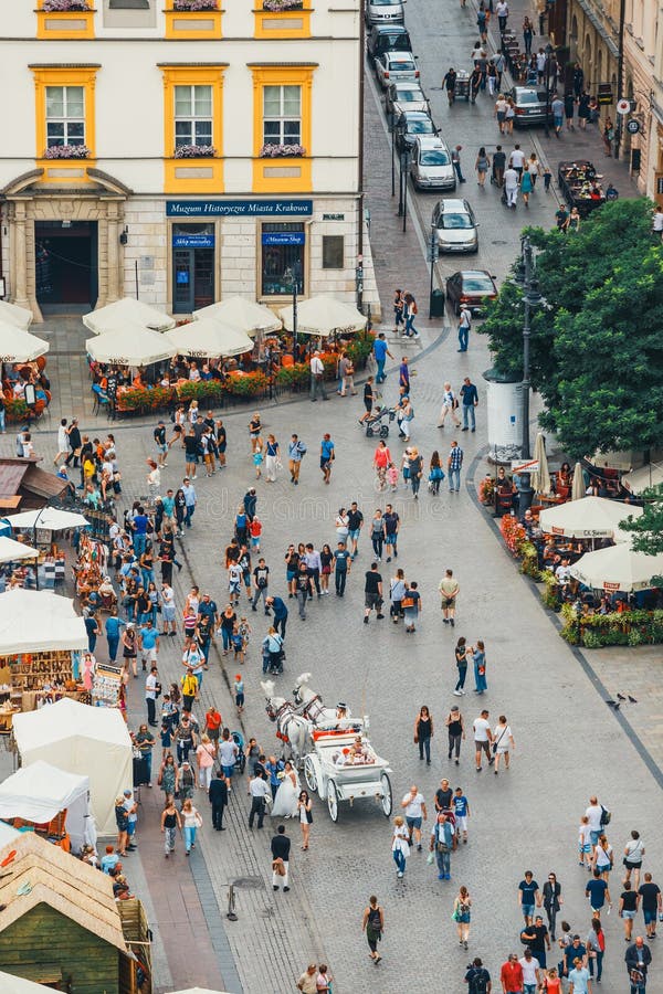 Aerial View on the Central Square of Krakow, Poland Editorial Image ...