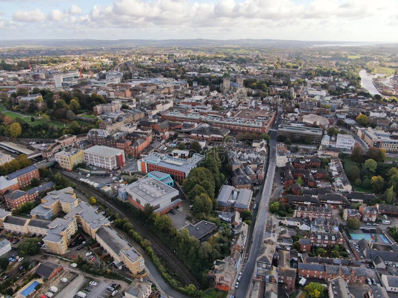 An Aerial View of the Centre of Exeter City Editorial Image - Image of ...