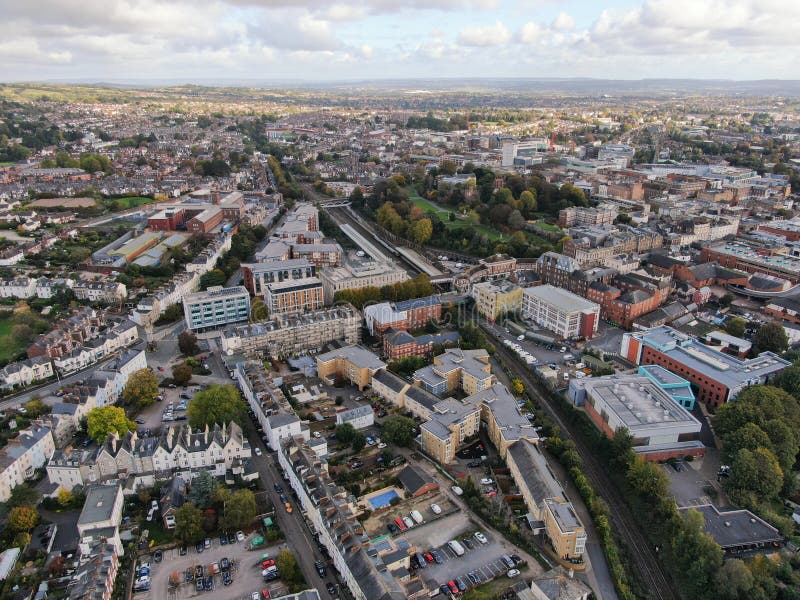 An Aerial View of the Centre of Exeter City Stock Image - Image of city ...