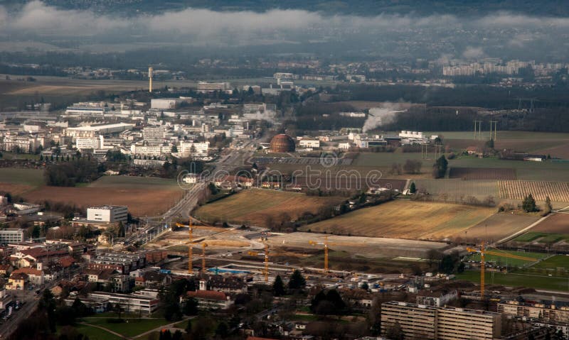 Aerial View of CERN, Geneva Stock Image - Image of town, research ...