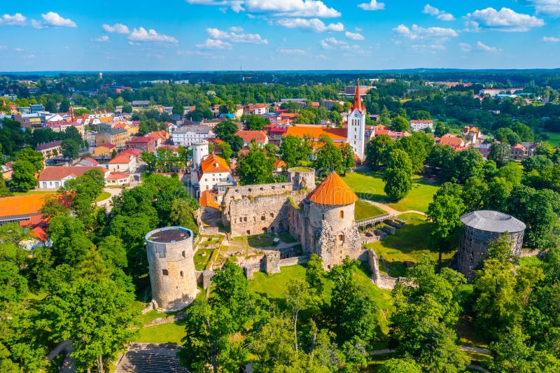 Aerial View of the Cesis Castle in Latvia Stock Image - Image of town ...