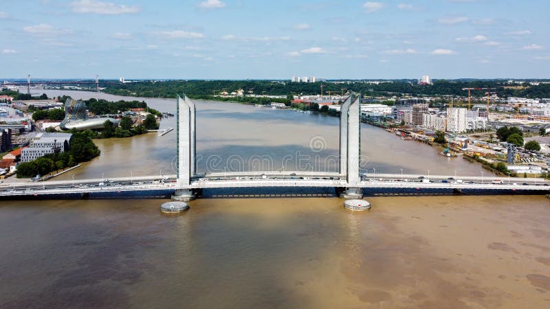 Aerial View of the Chaban-Delmas Bridge in Bordeaux Editorial Image ...