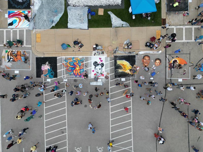 Aerial View of Chalk Art in the Street Editorial Photography - Image of ...