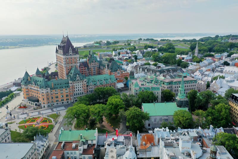 Aerial View of the Chateau Frontenac in Quebec City, Quebec, Canada ...