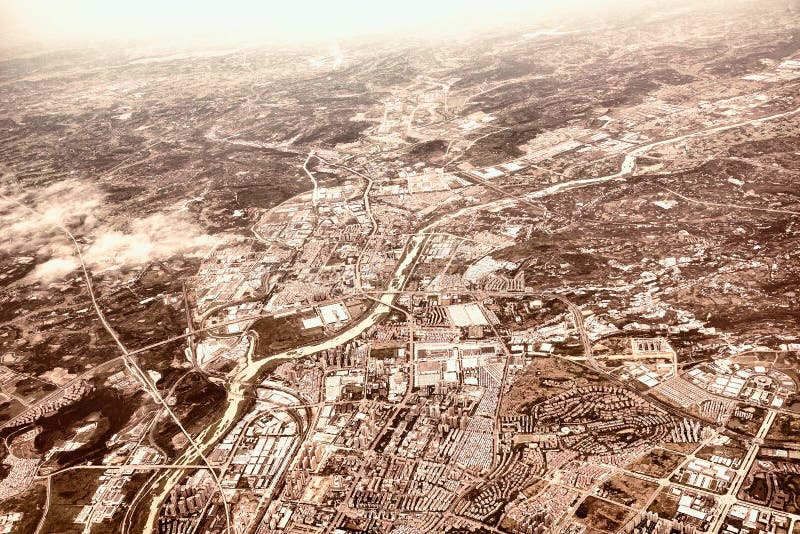 Aerial View of Chengdu District at Sunset Time. Stock Image - Image of ...
