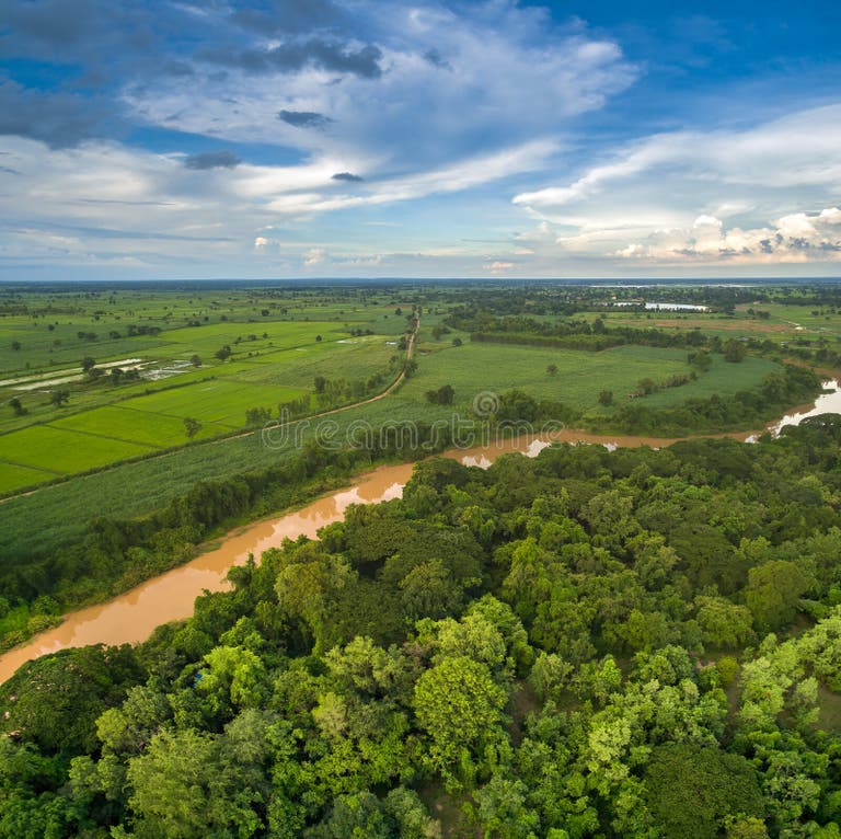 Aerial view of Chi River stock photo. Image of spring - 81140830