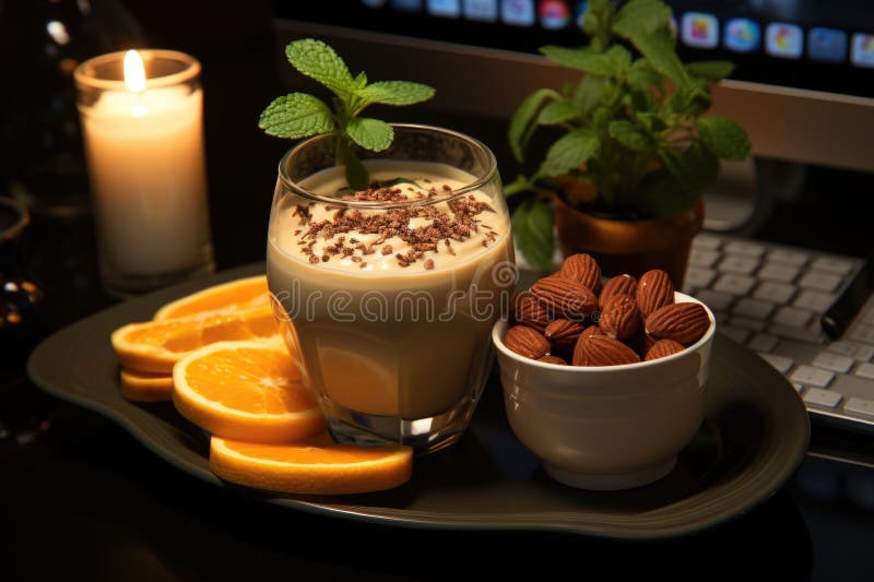 An Aerial View of Chia Seed Pudding Cookies Smoothie and Wireless ...