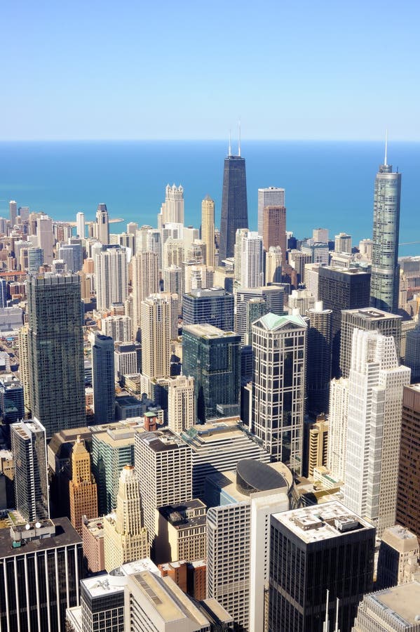 Aerial View of Chicago Downtown Stock Image - Image of retro, business ...