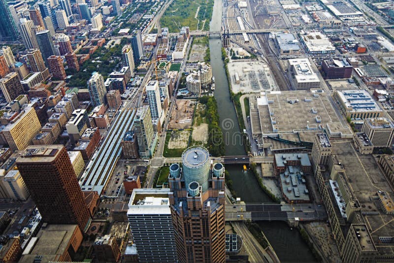 Aerial View of Chicago, Illinois Stock Image - Image of financial ...