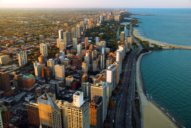Chicago Lakefront Skyline stock image. Image of architecture - 1129971