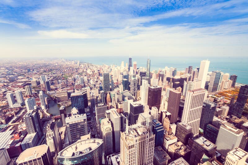 Aerial View of Chicago S North Side Stock Image - Image of architecture ...