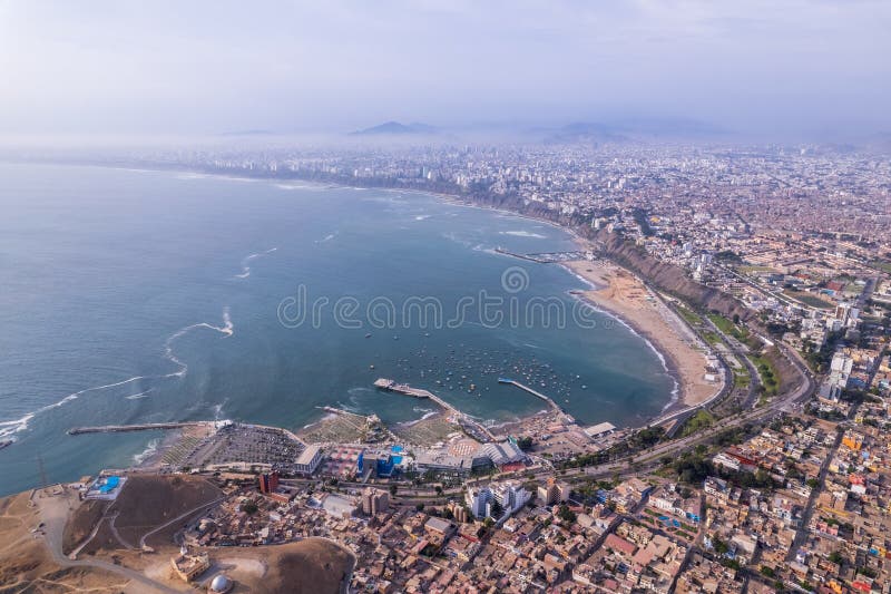Aerial View of the Chorrillos Boardwalk in Lima Stock Image - Image of ...