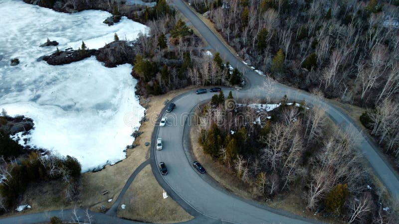 Aerial View of a Circle Road Surrounded by a Forest Stock Photo - Image ...